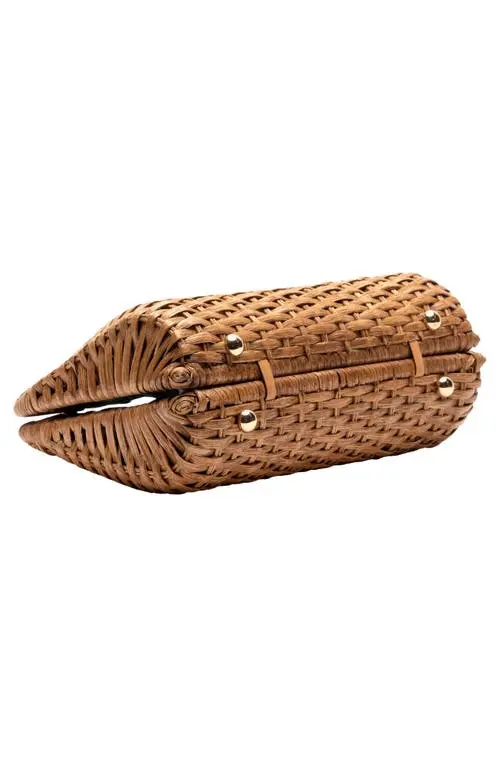 FRANCES VALENTINE Buzzy Woven Wicker Top Handle Bag - Toast