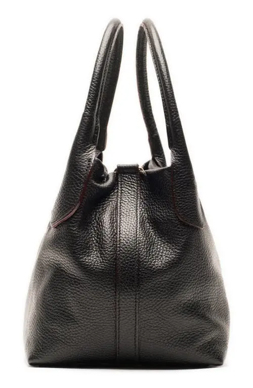FRANCES VALENTINE Mini Sweet Pea Leather Top Handle Bag - Black