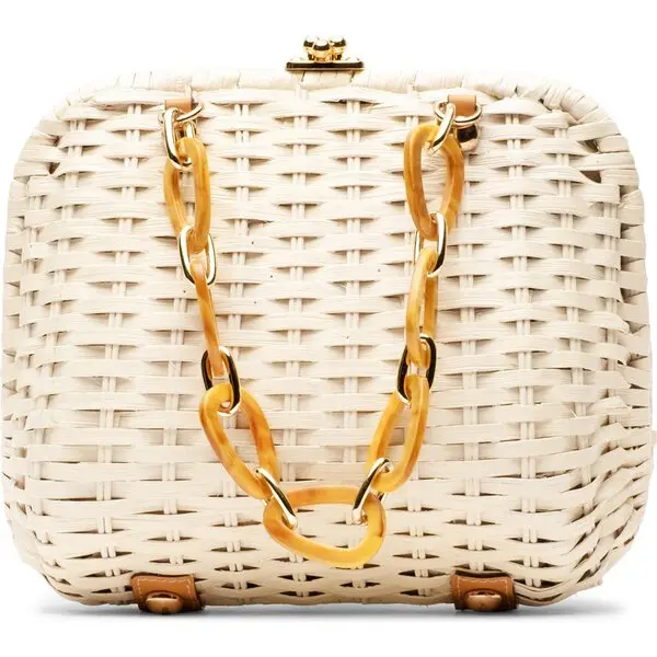 FRANCES VALENTINE Hen Wicker Basket Bag - Off White