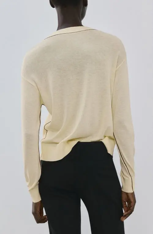 Mango Bert Jersey V-neck Sweater - Pastel Yellow