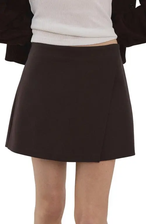 Mango Woven Skort With Asymmetrical Detail - Chocolate