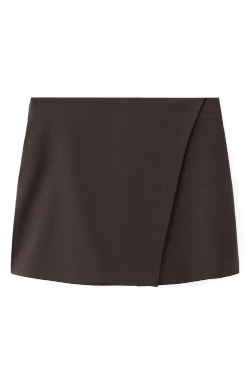 Mango Woven Skort With Asymmetrical Detail - Chocolate