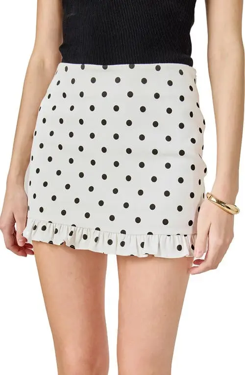 Endless Rose Polka Dot Ruffle Miniskirt - White/black