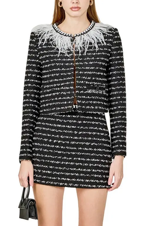 Endless Rose Feather Trim Tweed Jacket