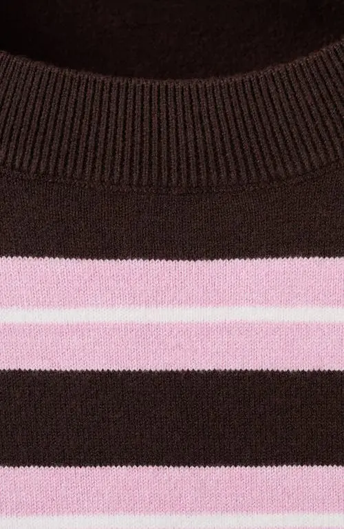 Mango Mixed Stripe Crewneck Sweater - Chocolate
