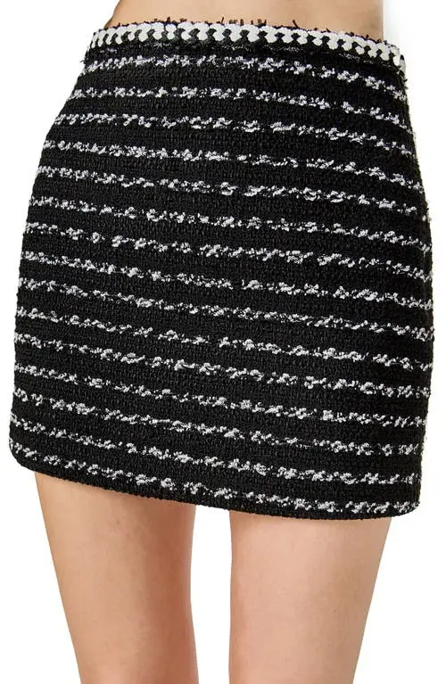 Endless Rose Stripe Tweed Miniskirt - Black