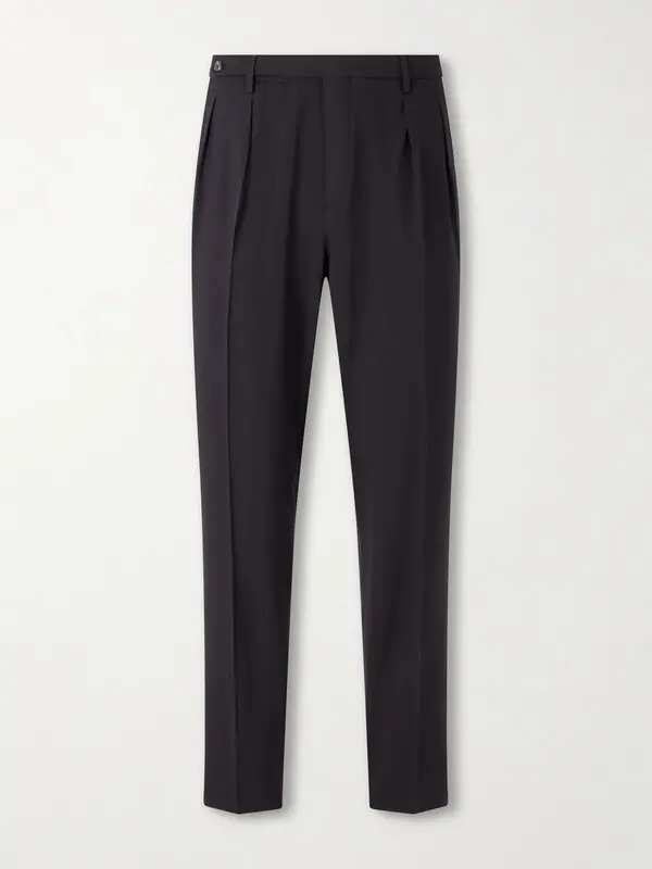 Boglioli Straight-leg Pleated Virgin Wool Trousers - Black