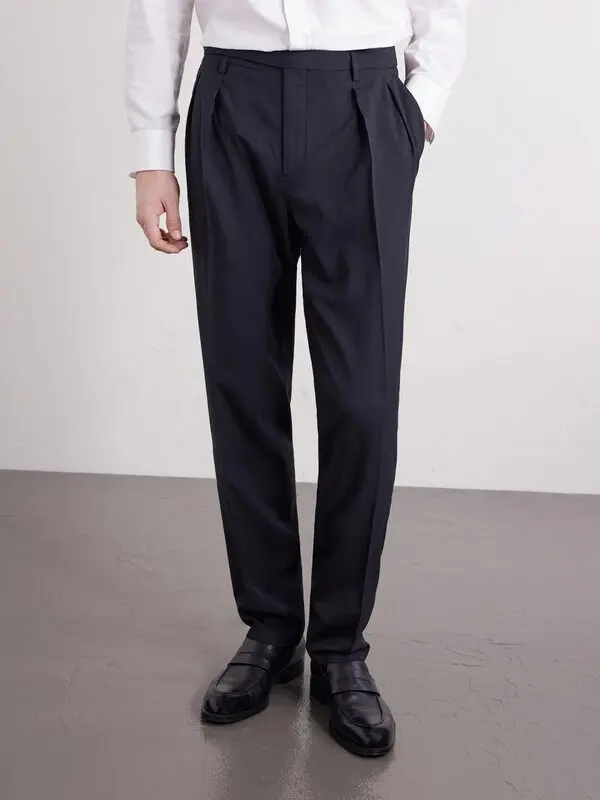 Boglioli Straight-leg Pleated Virgin Wool Trousers