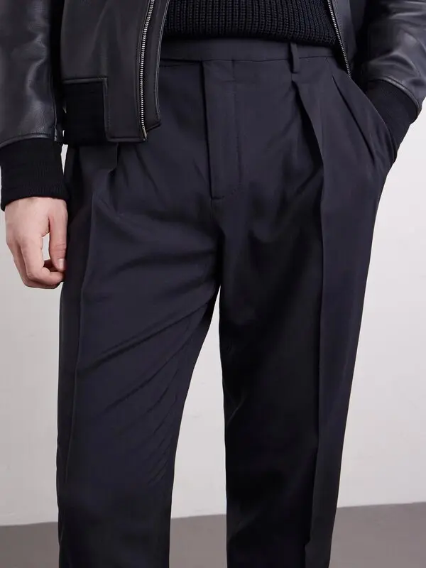 Boglioli Straight-leg Pleated Virgin Wool Trousers