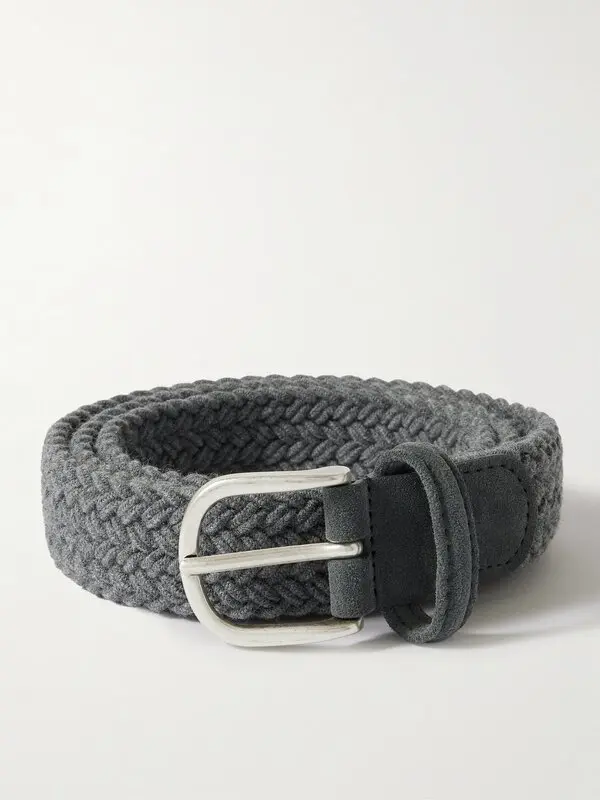 Anderson's 3cm Leather-trimmed Woven Belt