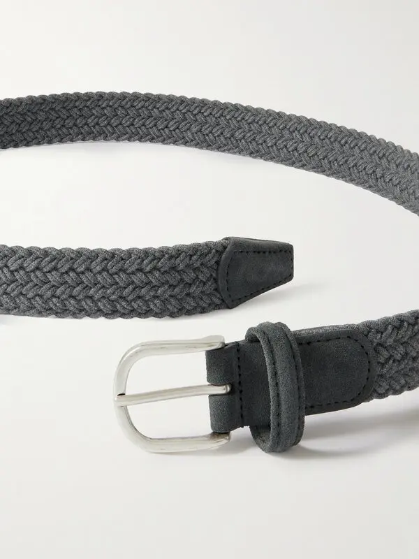 Anderson's 3cm Leather-trimmed Woven Belt
