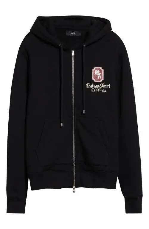 Amiri Chateau Logo Full Zip Fleece Hoodie - Black Archived