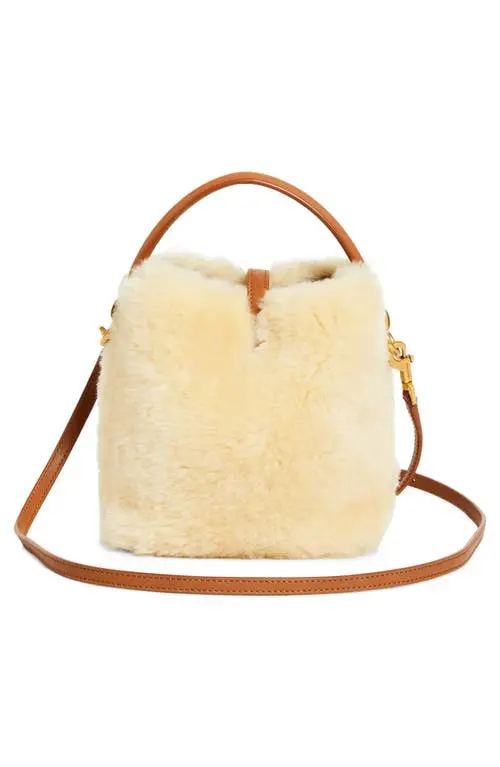 Saint Laurent Mini Le 37 Genuine Shearling Bucket Bag