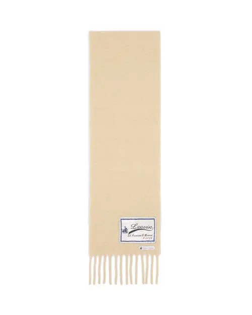 LANVIN Fringed Wool Scarf With 22 Faubourg Label - Beige