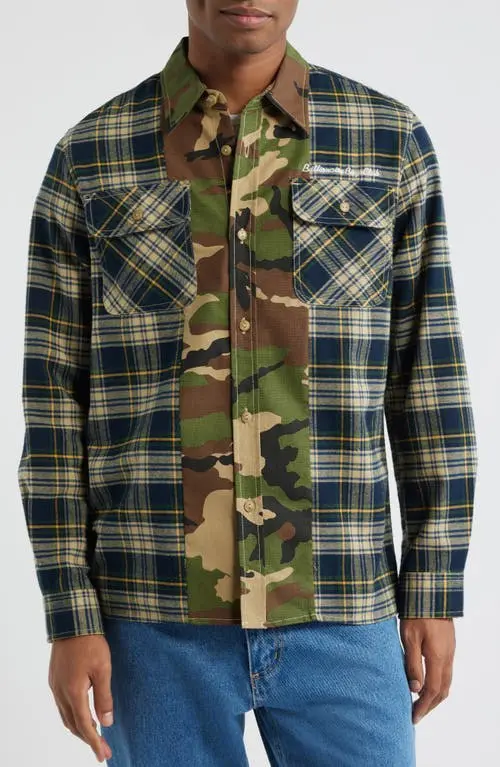 BILLIONAIRE BOYS CLUB Bb Wanderlust Plaid & Camo Cotton Button-up Shirt