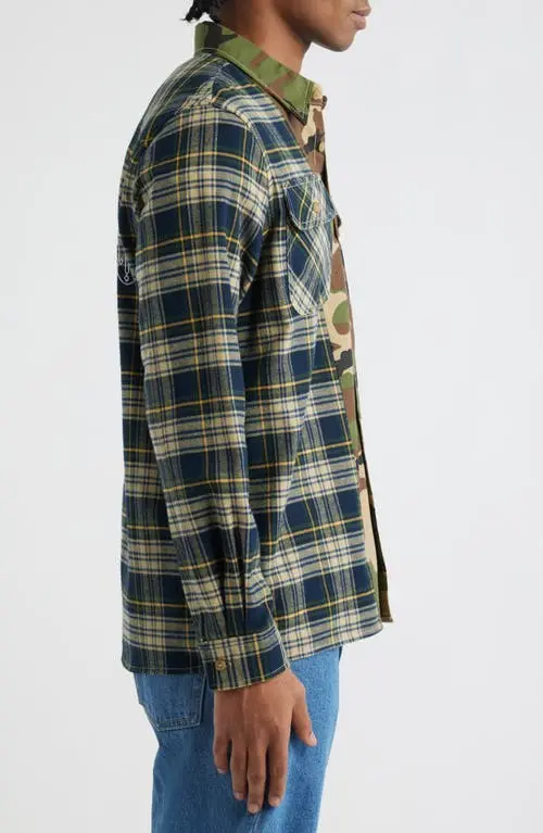 BILLIONAIRE BOYS CLUB Bb Wanderlust Plaid & Camo Cotton Button-up Shirt