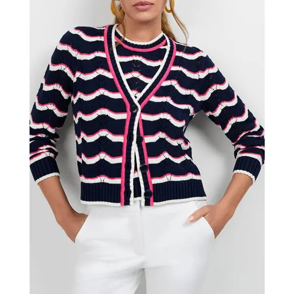 Trina Turk Alessia Wavy Striped Cardigan