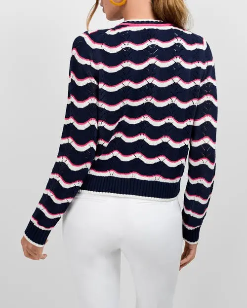 Trina Turk Alessia Wavy Striped Cardigan