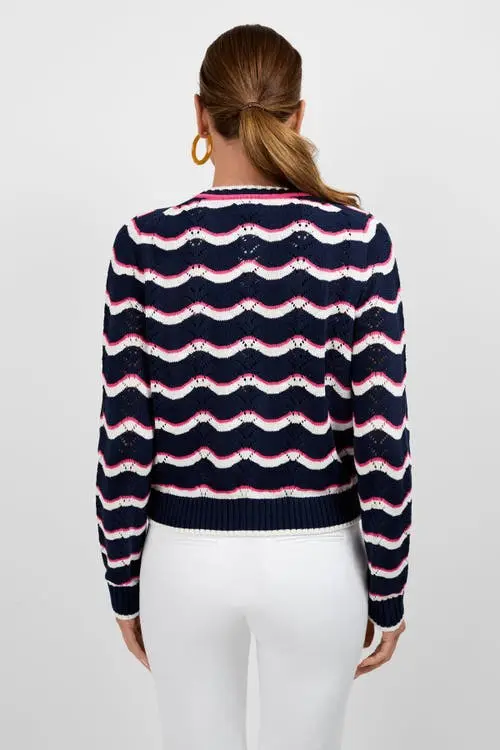 Trina Turk Alessia Wavy Striped Cardigan