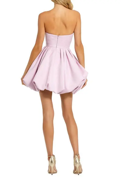 Mac Duggal Strapless Mini Dress With Rose Ruffle Detail