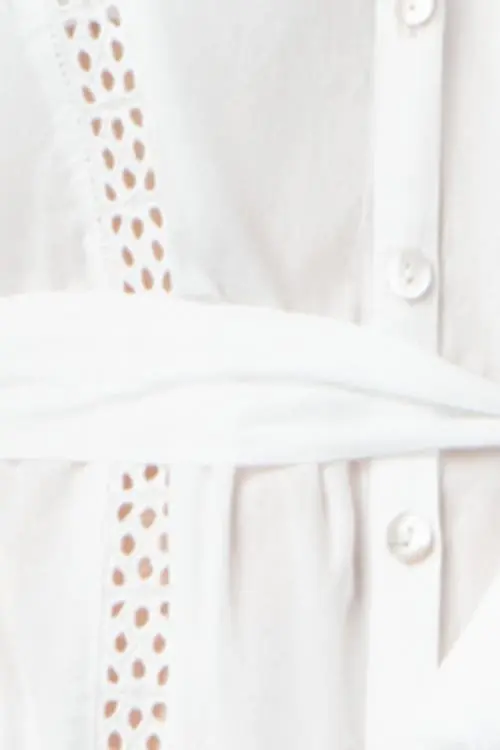 Helen Jon Eyelet Trim Long Shirt Dress