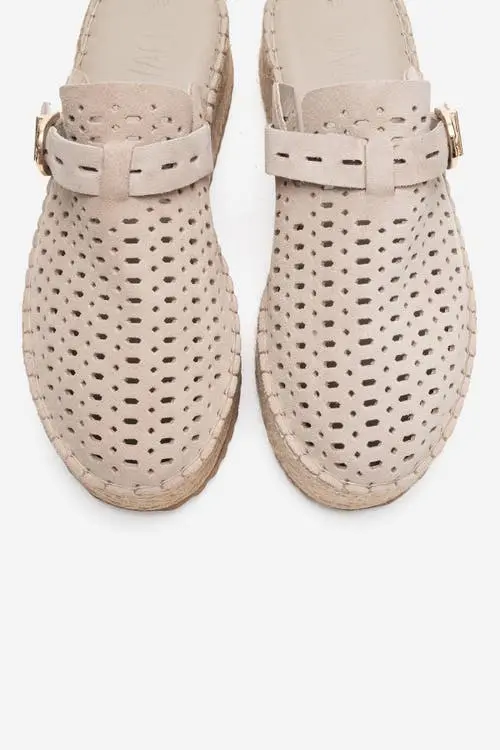 FOREVER & ALWAYS SHOES Louis Leather Platform Sandals - Beige Suede