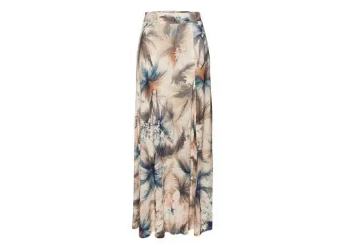 LASCANA Printed Maxi Skirt With Side Slit - Blue Sand