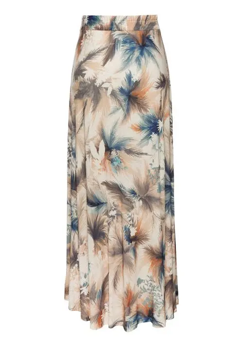 LASCANA Printed Maxi Skirt With Slit - Blue Sand