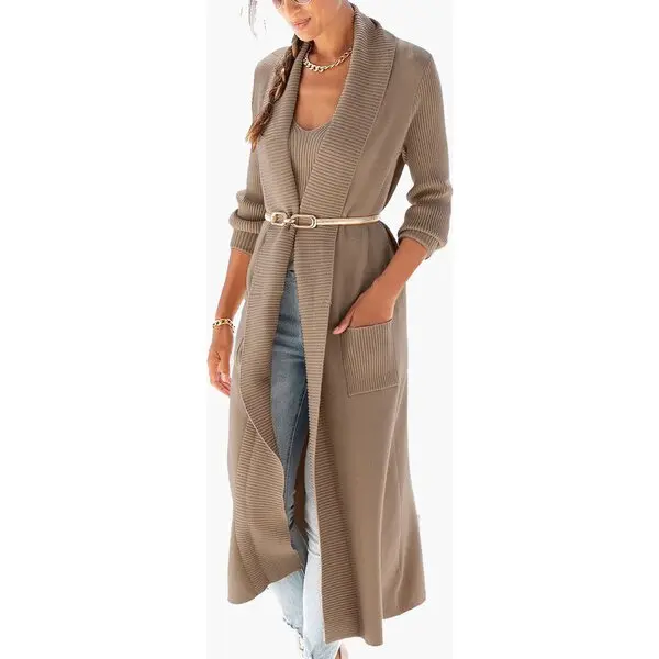 LASCANA Long Knit Cardigan - Camel