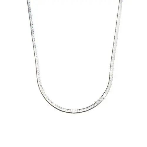 OUTOFOFFICE Herringbone Thin Chain Necklace - Silver