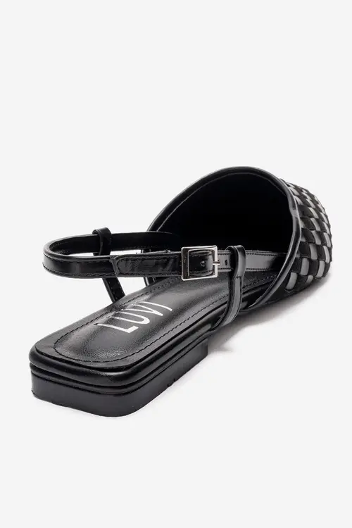 PROLOGUE SHOES Chanda Woven Pointed Toe Sandal - Black