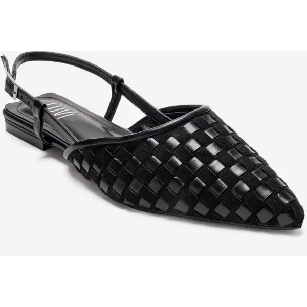 PROLOGUE SHOES Chanda Woven Pointed Toe Sandal - Black