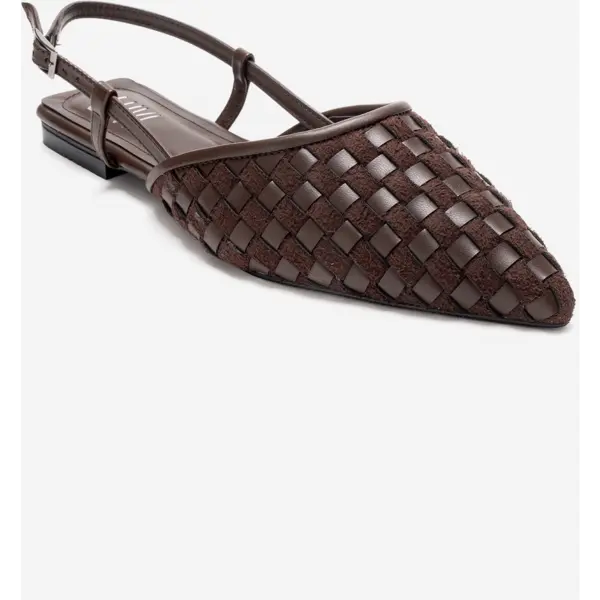 PROLOGUE SHOES Chanda Woven Pointed Toe Sandal - Brown
