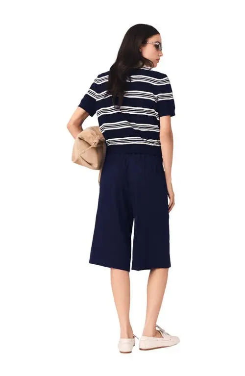 Maje Striped Polo Shirt With Rhinestone Collar