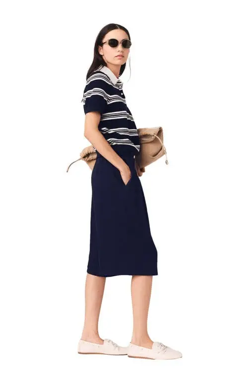 Maje Striped Polo Shirt With Rhinestone Collar