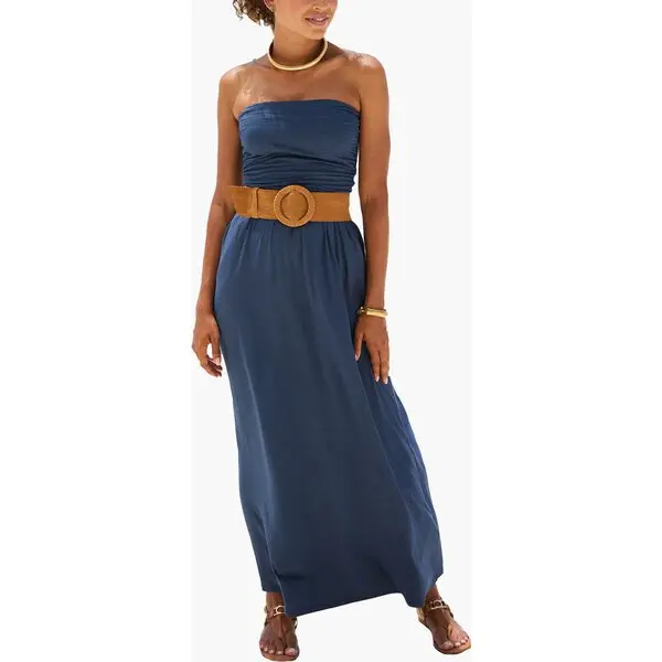 LASCANA Strapless Bandeau Maxi Dress - Navy