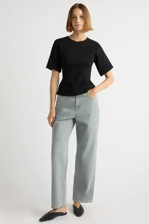 Modern Citizen Reanne Ribbed Sculpted Crew-neck Tee - Black