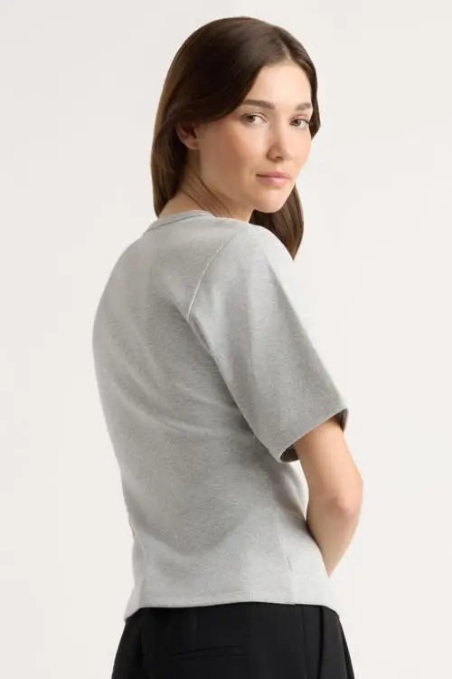 Modern Citizen Reanne Ribbed Sculpted Crew-neck Tee