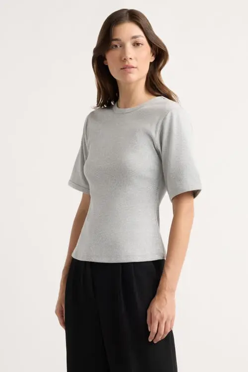 Modern Citizen Reanne Ribbed Sculpted Crew-neck Tee