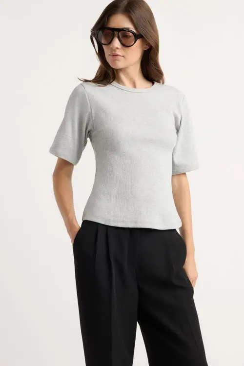 Modern Citizen Reanne Ribbed Sculpted Crew-neck Tee