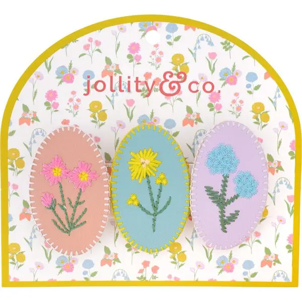JOLLITY & CO In Bloom Floral Vegan Leather Hair Clip Set - Assorted Pre-pack