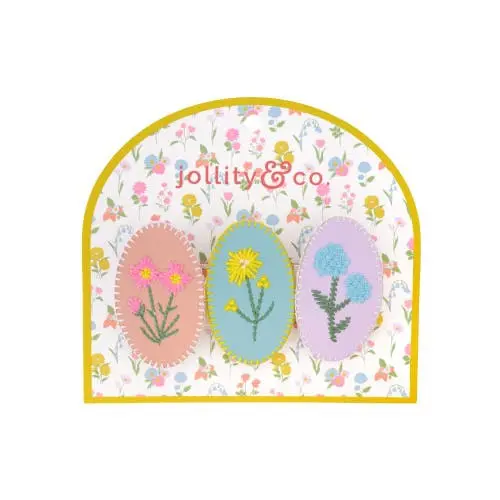 JOLLITY & CO In Bloom Floral Vegan Leather Hair Clip Set - Assorted Pre-pack