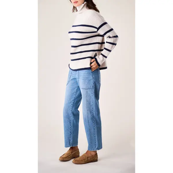 MAREA Martine Striped Sweater - Ivory/navy Stripe