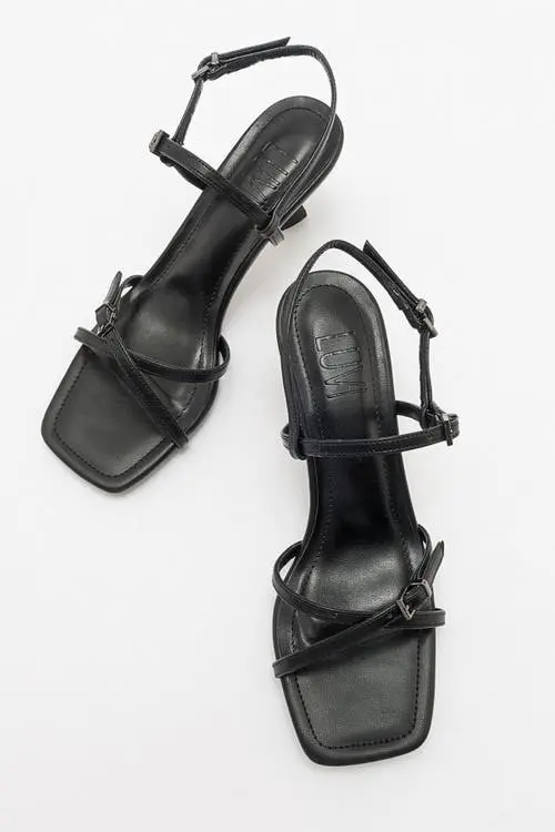 PROLOGUE SHOES Nebel Strappy Stiletto Sandal - Black