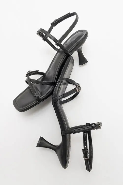 PROLOGUE SHOES Nebel Strappy Stiletto Sandal - Black