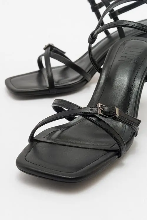 PROLOGUE SHOES Nebel Strappy Stiletto Sandal - Black