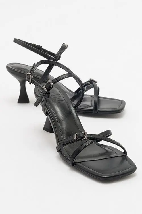 PROLOGUE SHOES Nebel Strappy Stiletto Sandal - Black