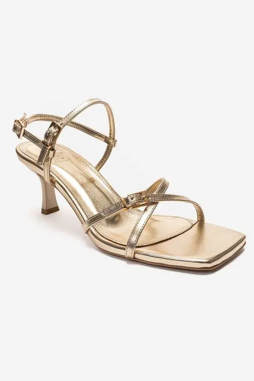 PROLOGUE SHOES Nebel Strappy Stiletto Sandal - Gold