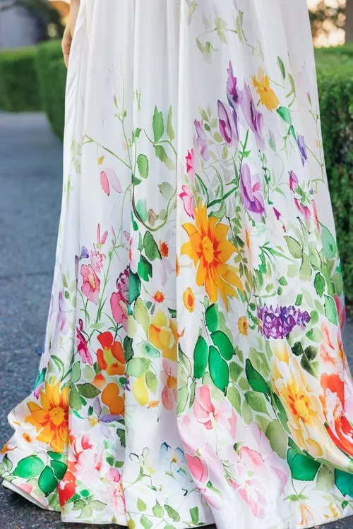 Mac Duggal Floral Print Strapless A-line Gown With Pockets