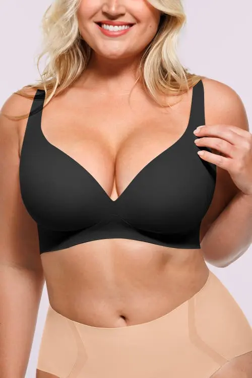 SHAPELLX Fitsense Wireless V-neck Bra - Jet Black
